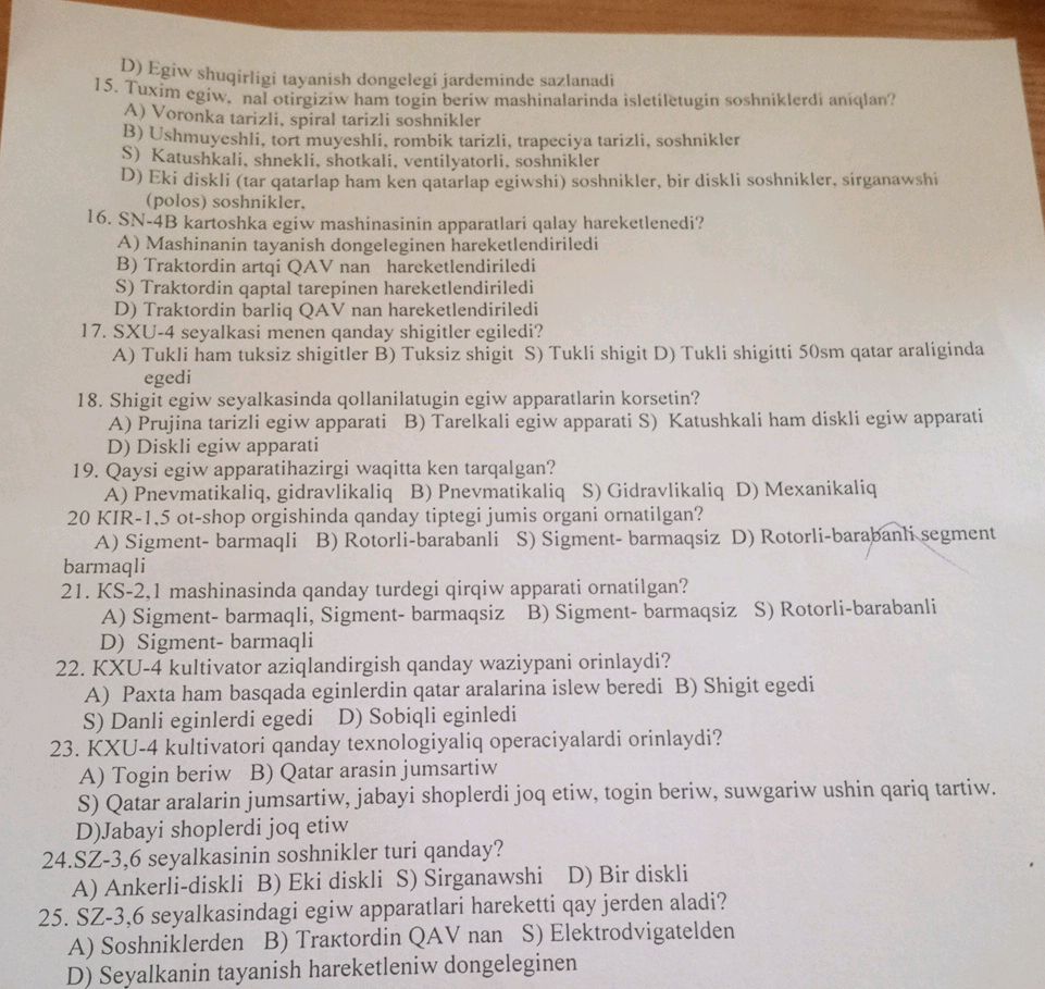 15. Tuxim egiw, nal otirgiziw ham togin | StudyX