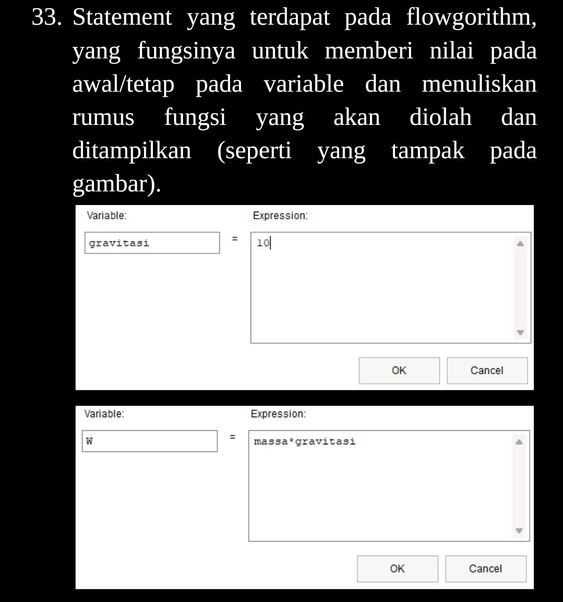 33. Statement yang terdapat pada | StudyX