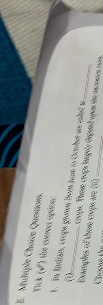 E. Multiple Choice Questions. Tick ( ) the | StudyX