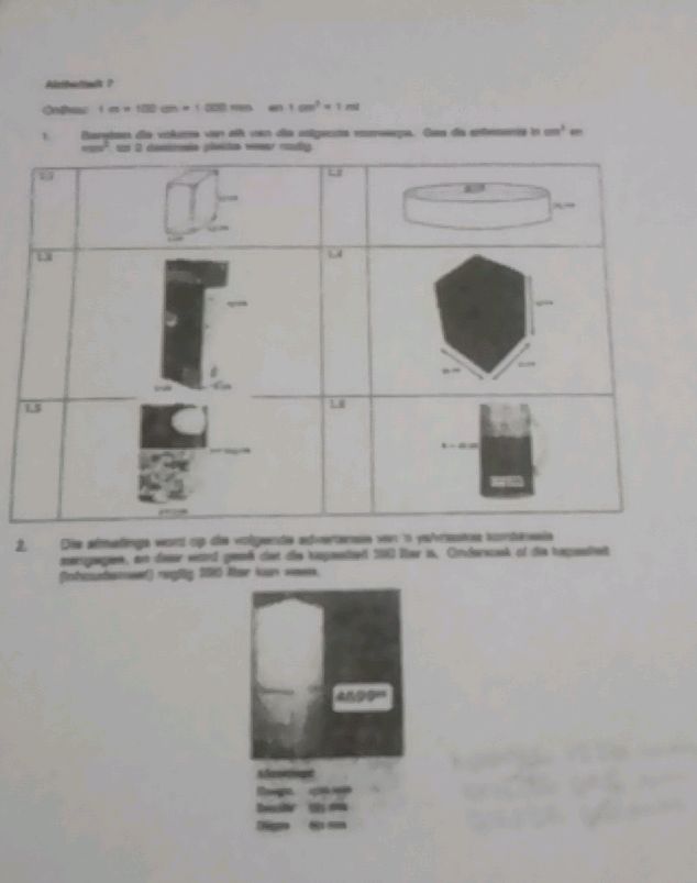1. Bereken die volume van elk van die | StudyX