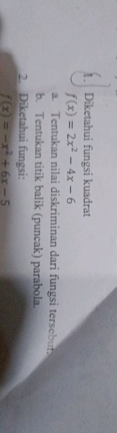 1. Diketahui fungsi kuadrat $f(x) = 2x^2 - | StudyX