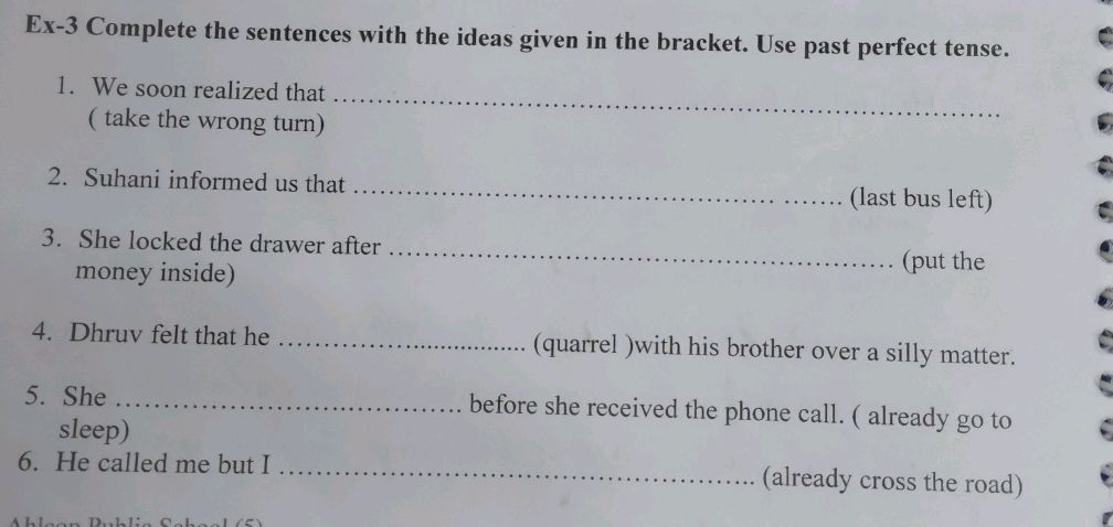 Ex-3 Complete the sentences with the ideas | StudyX