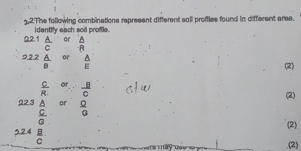 2. 2 The following combinations represent | StudyX
