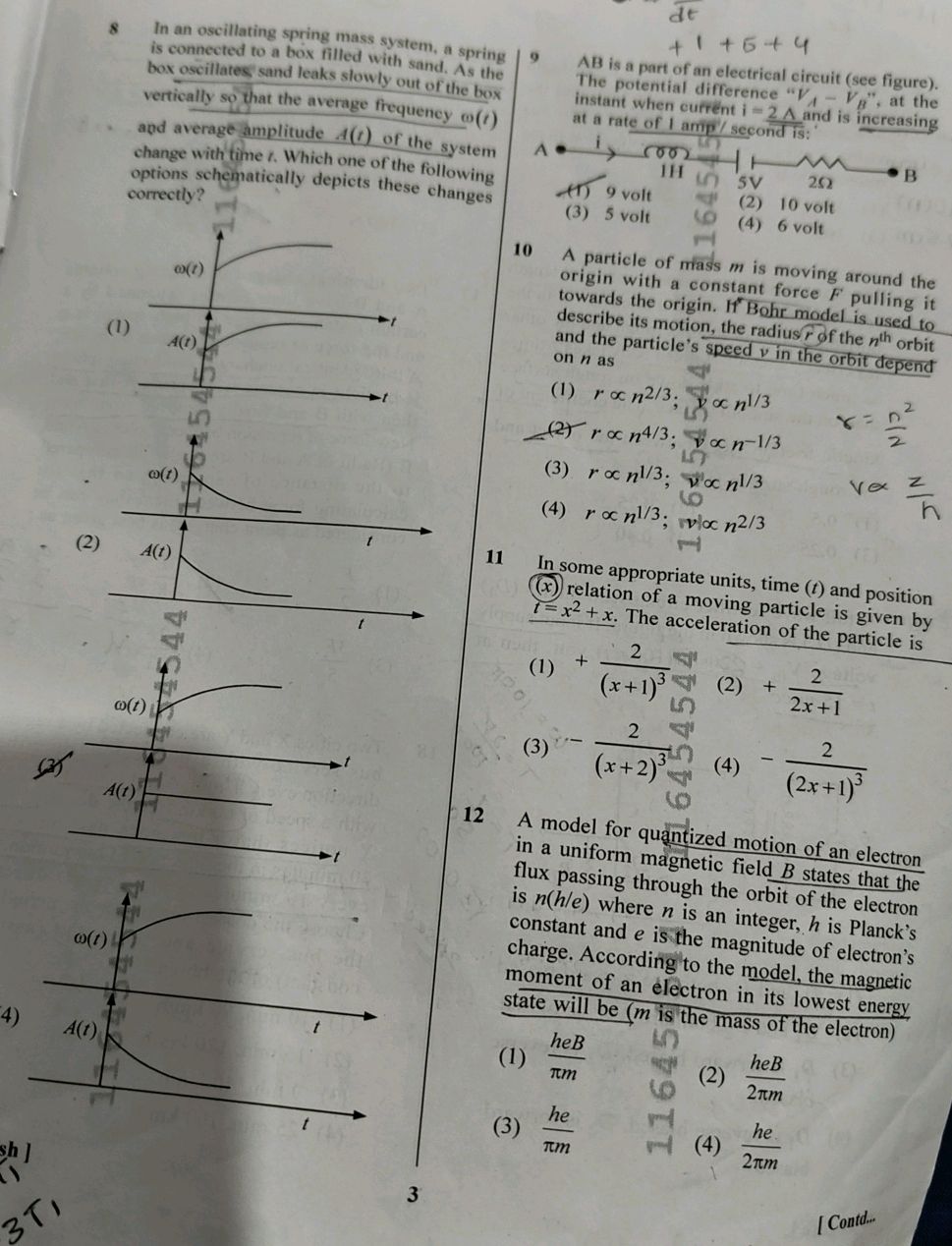8. In an oscillating spring mass system, a | StudyX