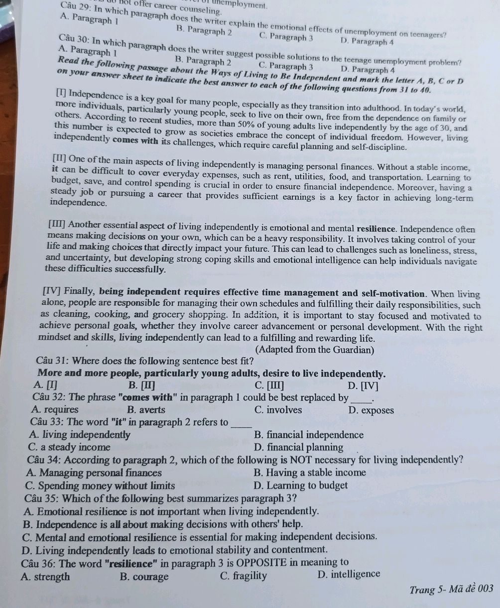 Câu 29: In which paragraph does the writer | StudyX