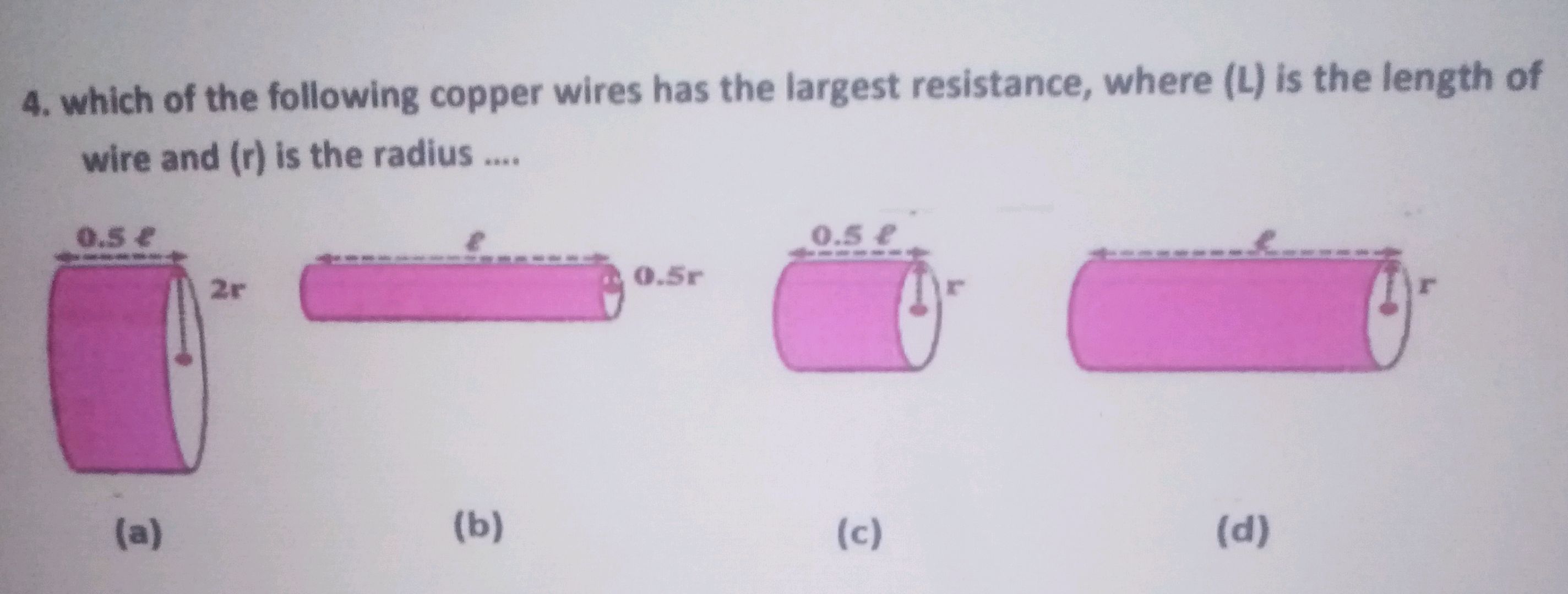 4. which of the following copper wires has | StudyX
