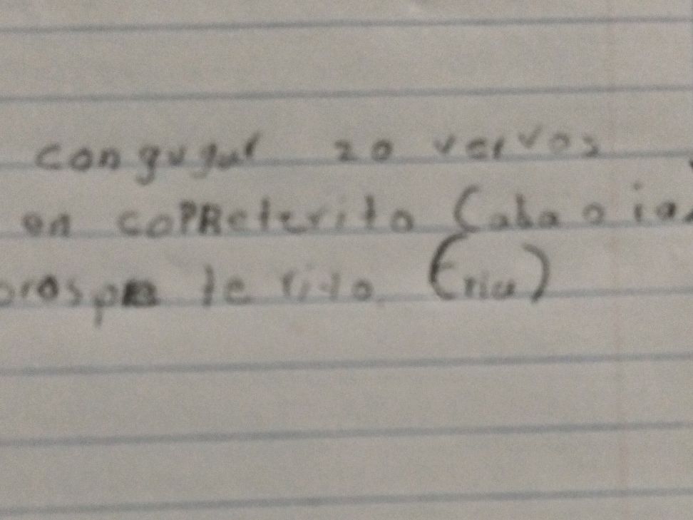 con gugul 20 vervos en copreterita Caba o | StudyX