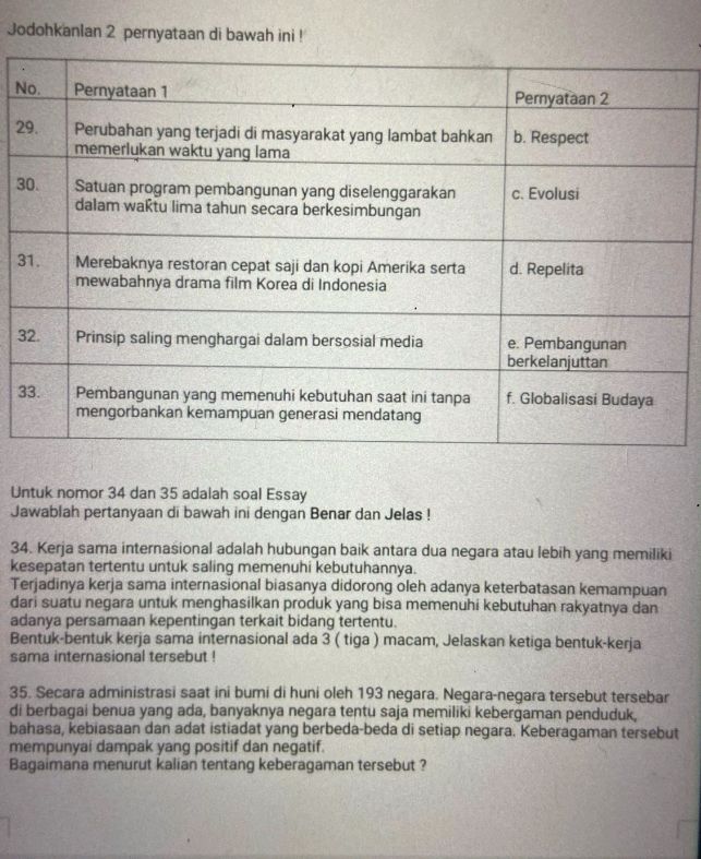 Jodohkanlan 2 pernyataan di bawah ini! | | StudyX