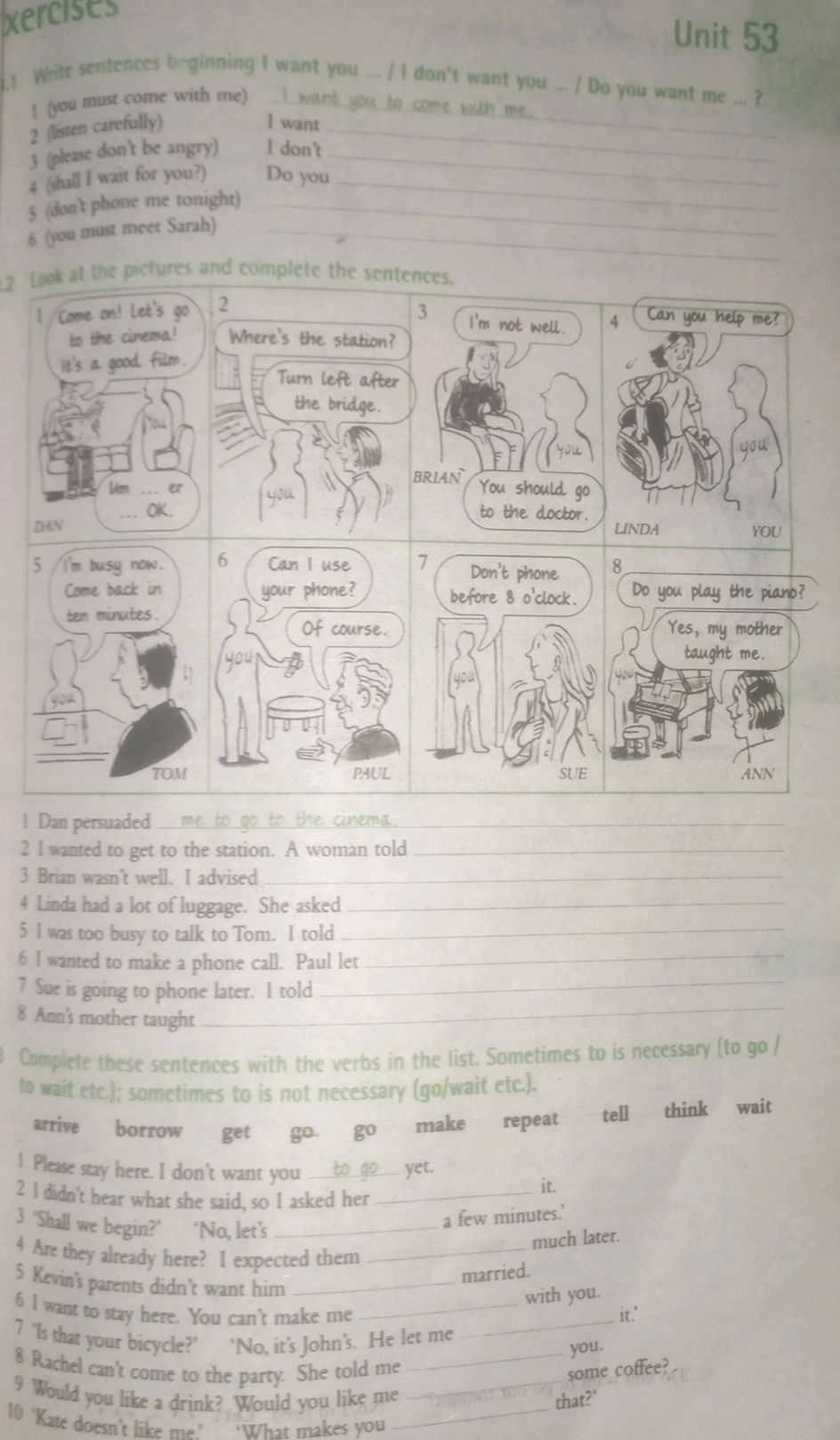 1. Write sentences beginning I want you ... | StudyX