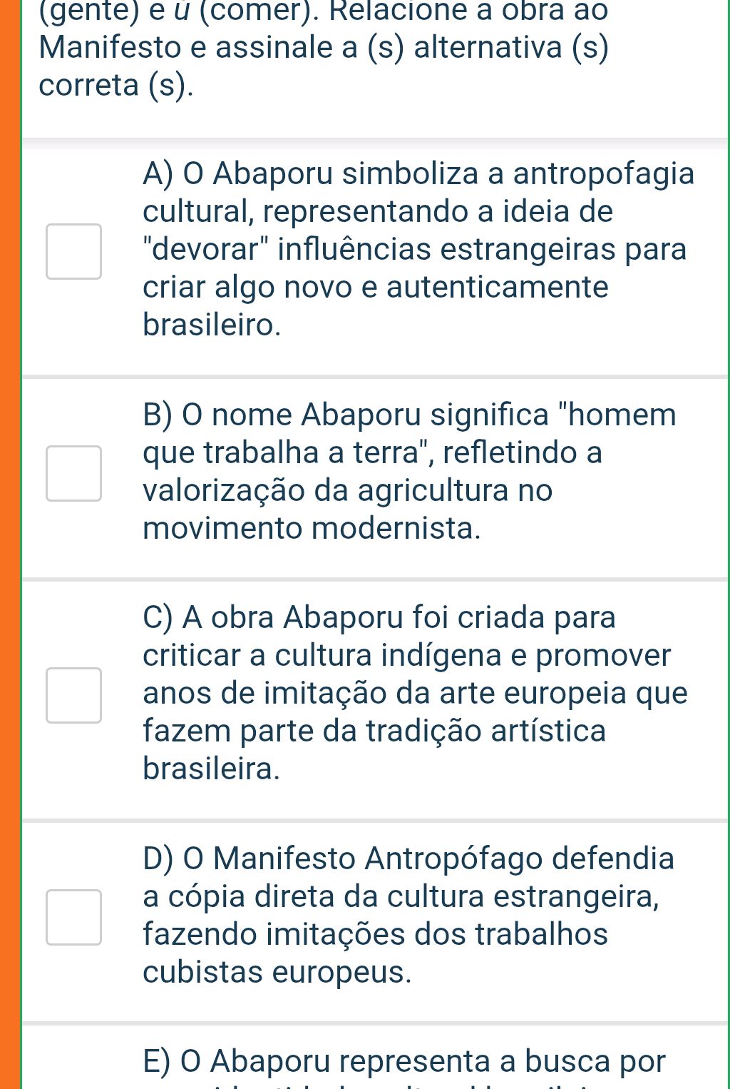 (gente) e u (comer). Relacione a obra ao | StudyX