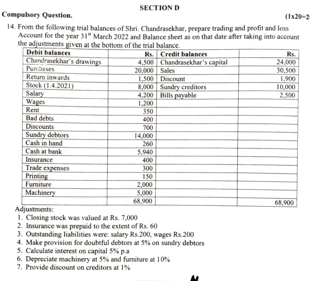 14. From the following trial balances of | StudyX
