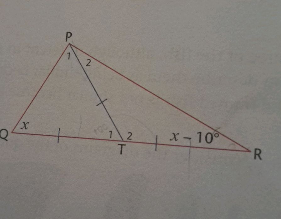 The image shows a triangle with angles and | StudyX