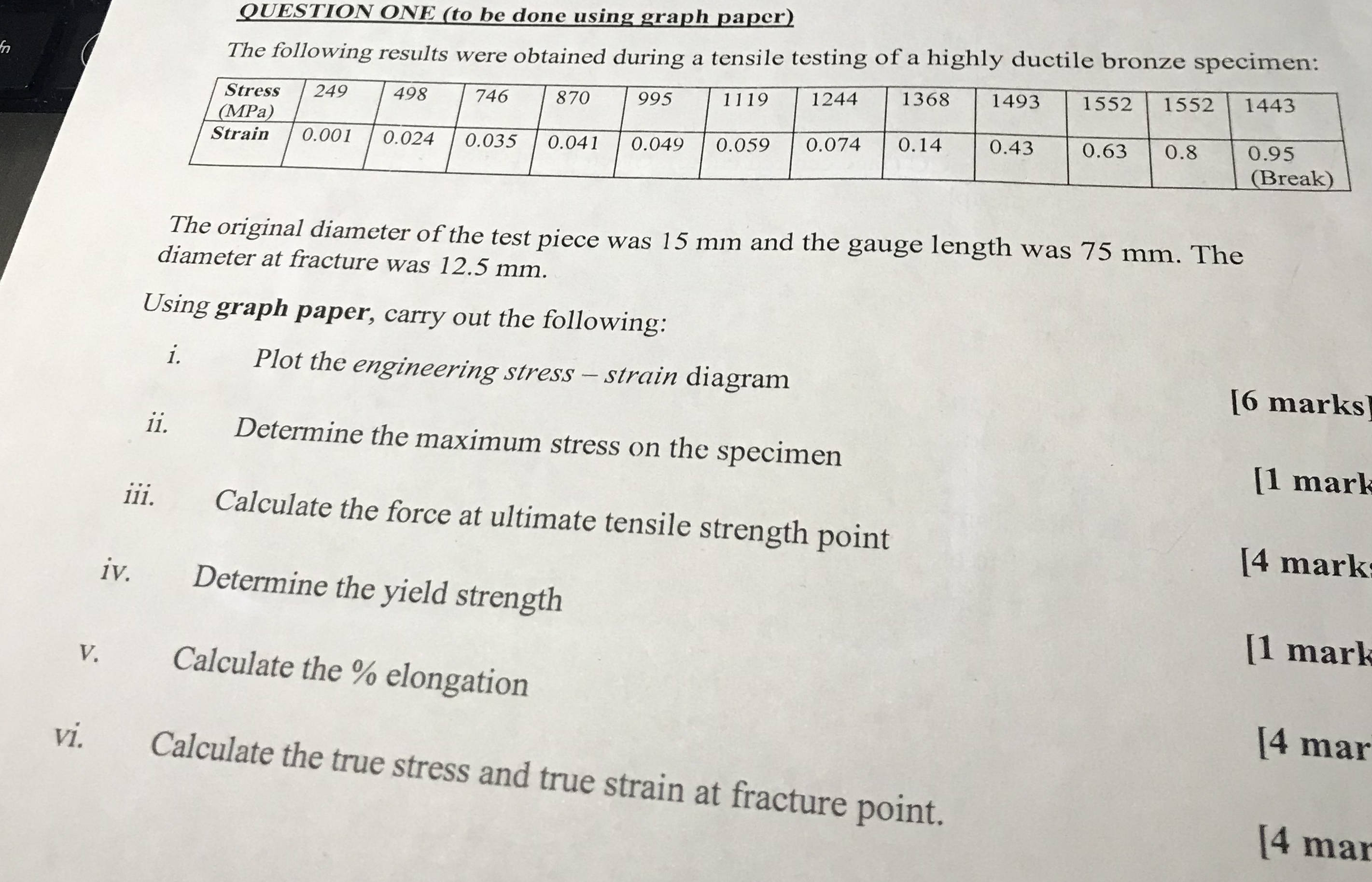 QUESTION ONE (to be done using graph paper) | StudyX