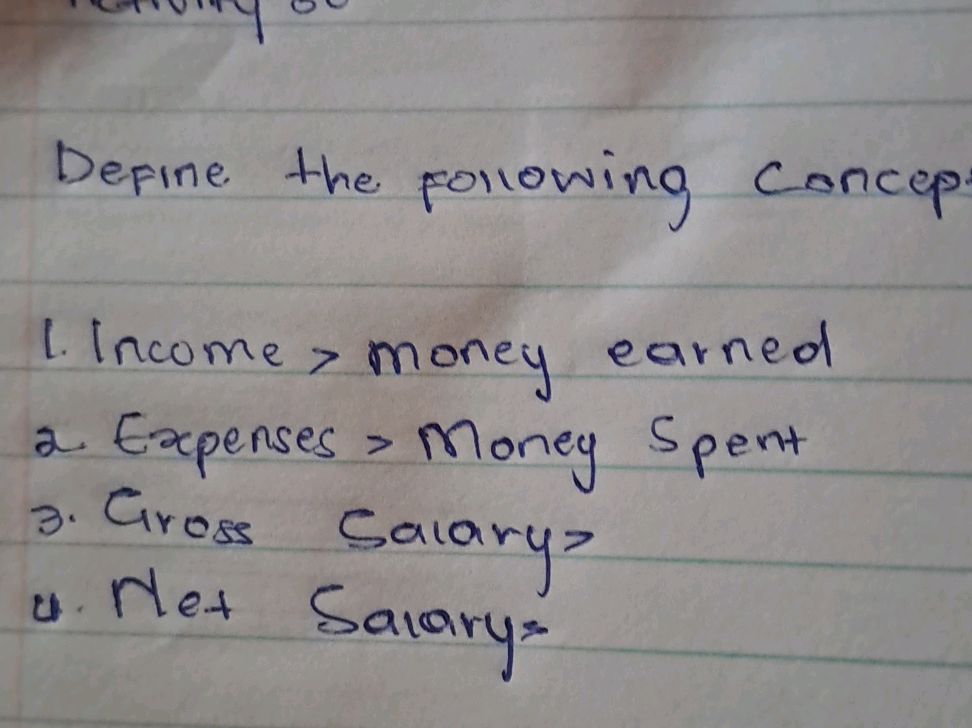 Define the following concepts 1. Income > | StudyX