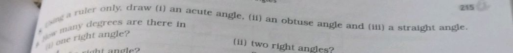 Using a ruler only, draw (1) an acute angle, | StudyX
