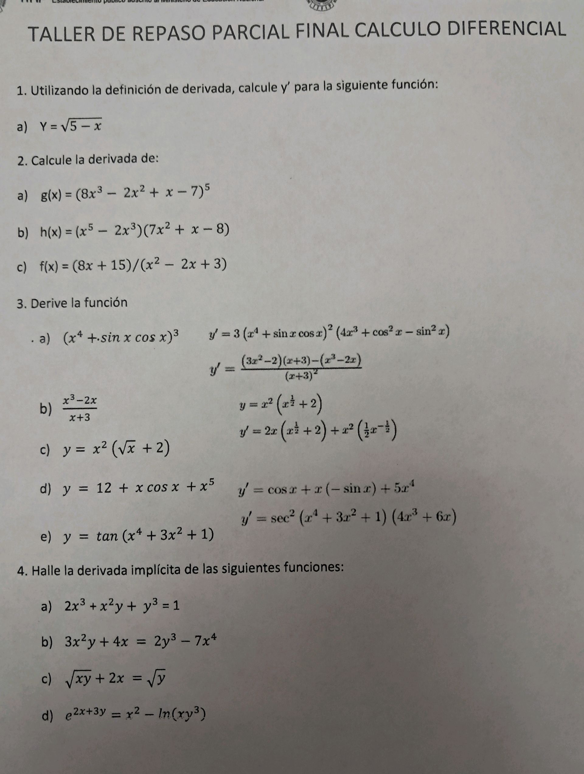 1. Utilizando la definición de derivada, | StudyX