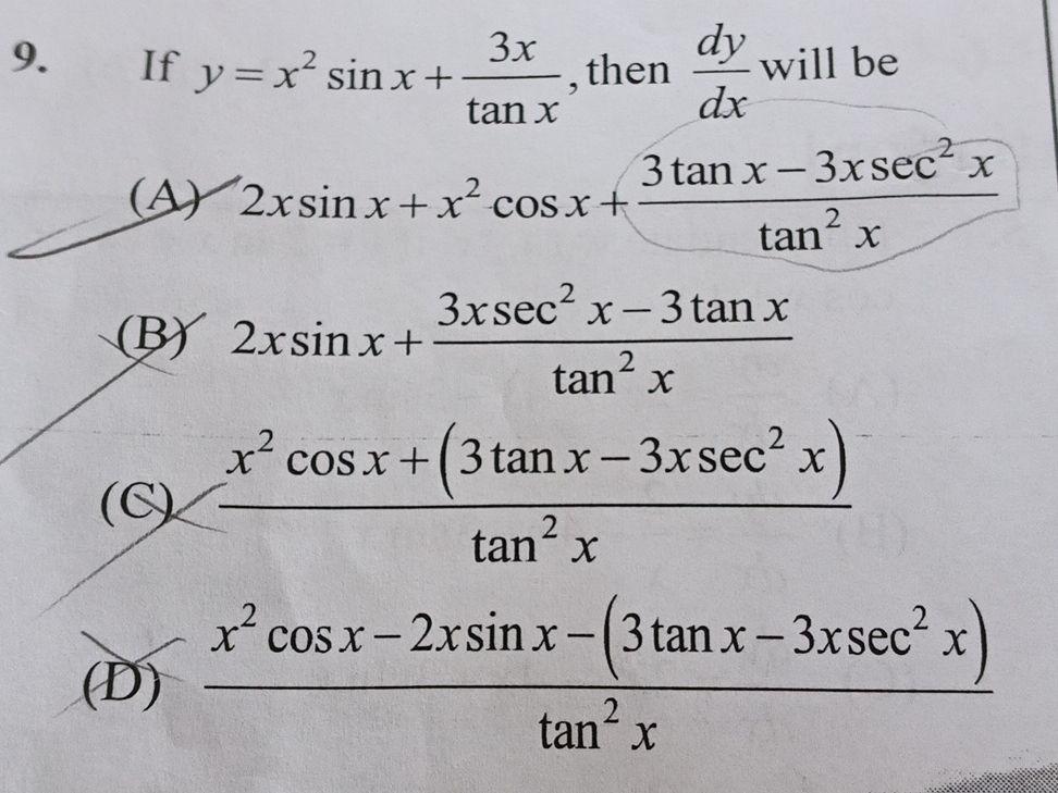 If $y = x^2 ext{sin}x + {3x}{ {tan}x}$, | StudyX