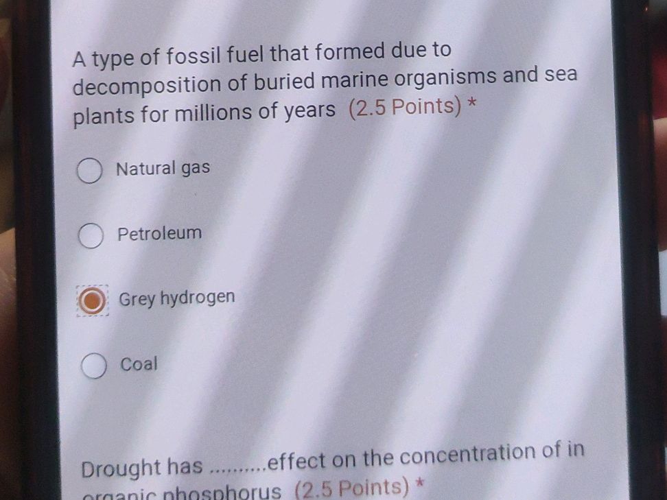 A type of fossil fuel that formed due to | StudyX
