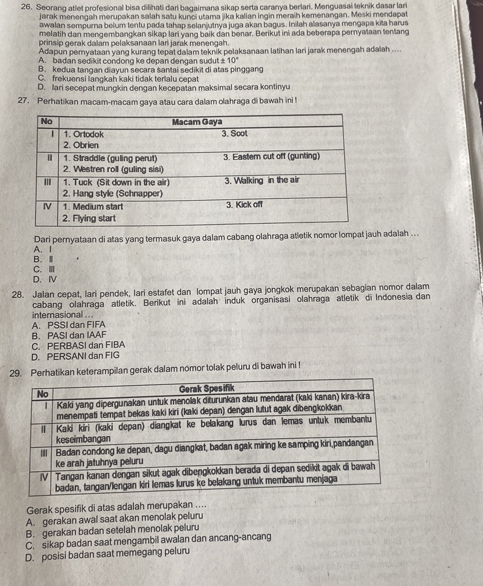 26. Seorang atlet profesional bisa dilihati | StudyX