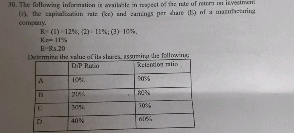 30. The following information is available | StudyX