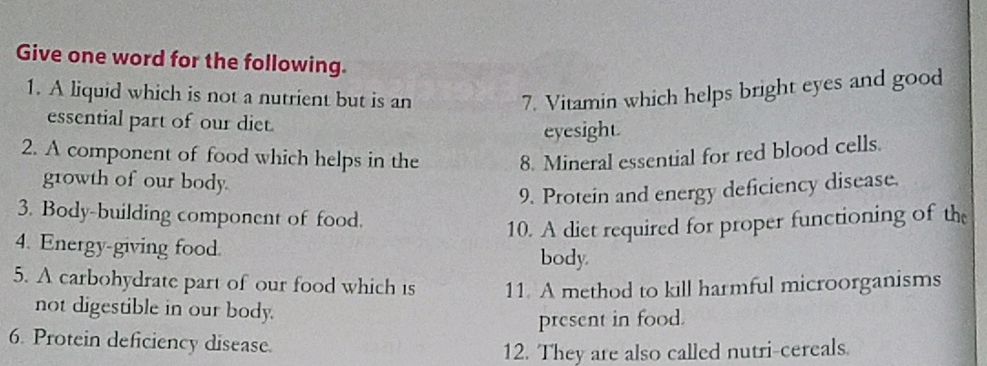 Give one word for the following. 1. A | StudyX