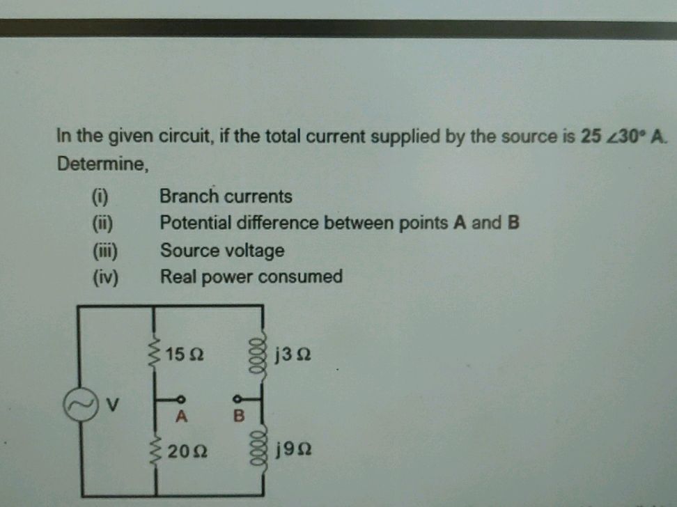 In the given circuit, if the total current | StudyX
