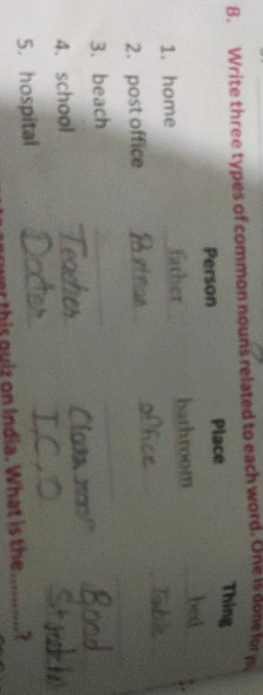 B. Write three types of common nouns related | StudyX