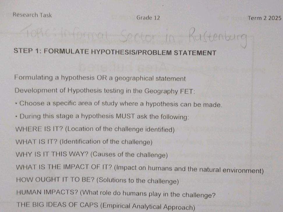 Research Task Grade 12 Term 2 2025 Topic: | StudyX