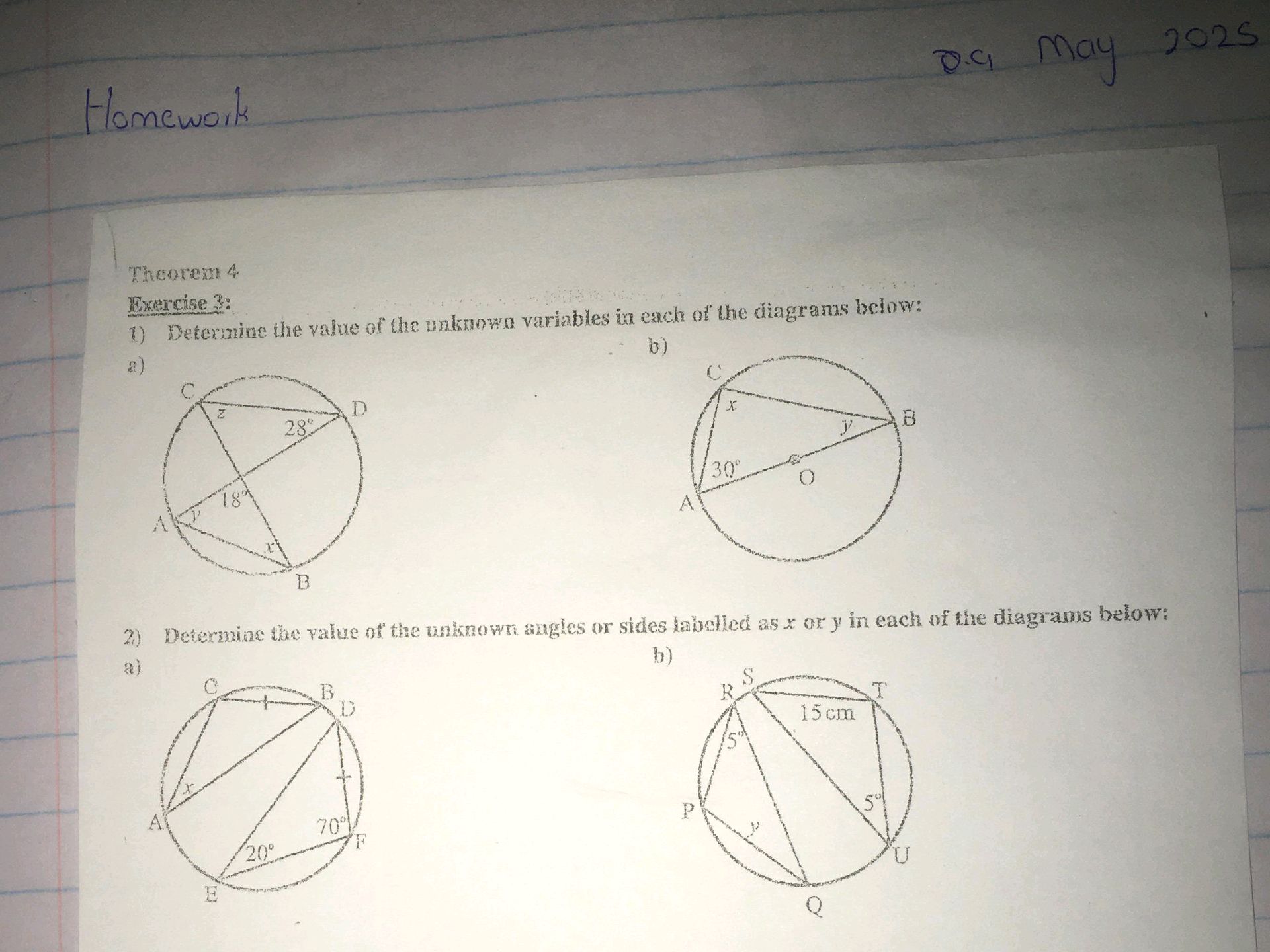 1) Determine the value of the unknown | StudyX