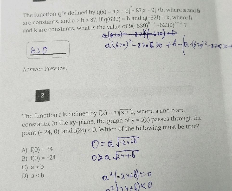 The function q is defined by $q(x) = a|x - | StudyX