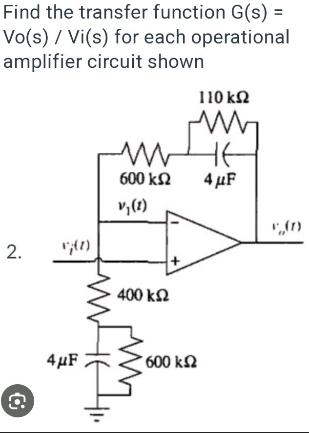Find the transfer function G(s) = Vo(s) / | StudyX