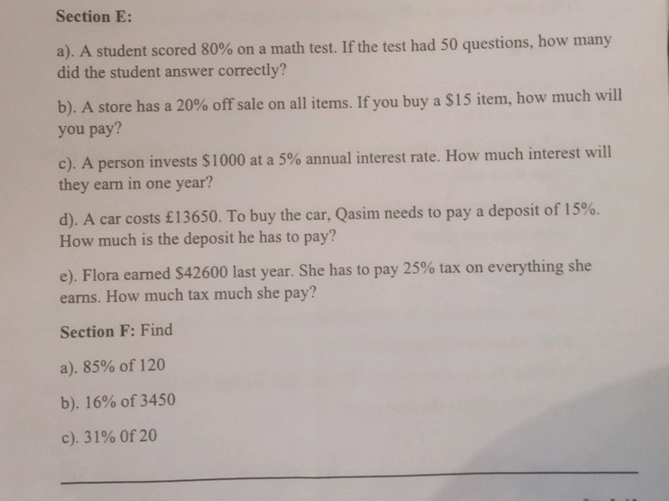 Section E: a). A student scored 80% on a | StudyX