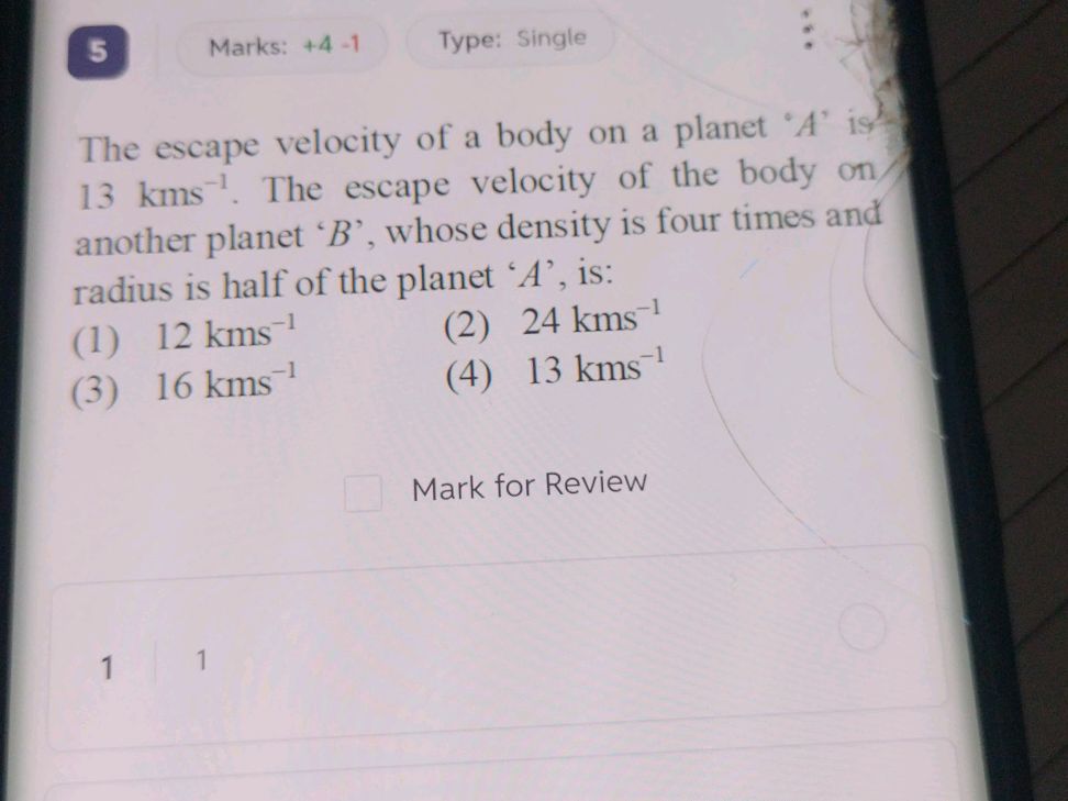 The escape velocity of a body on a planet | StudyX
