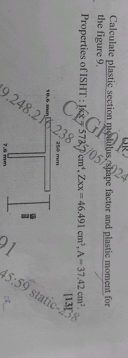 Calculate plastic section modulus, shape | StudyX