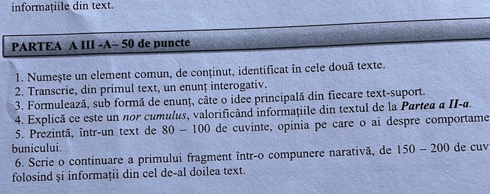 1. Numește un element comun, de conținut, | StudyX