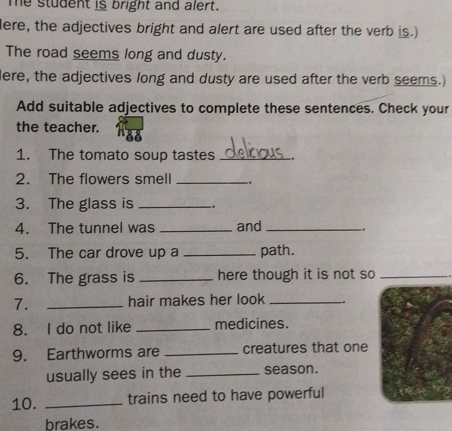 Add suitable adjectives to complete these | StudyX