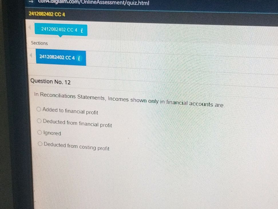 Question No. 12 In Reconciliations | StudyX