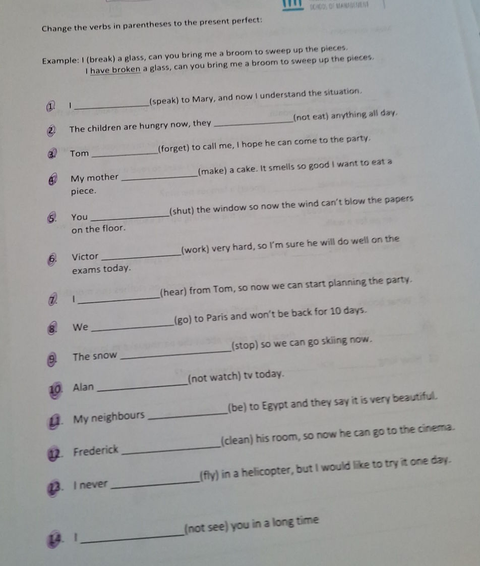 Change the verbs in parentheses to the | StudyX