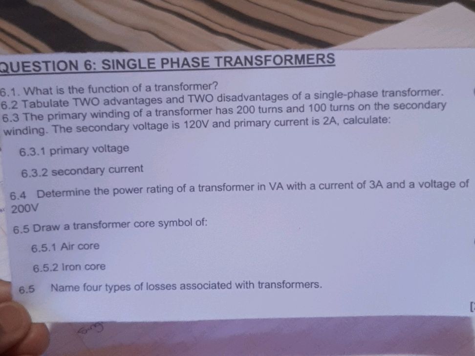 6.1. What is the function of a transformer? | StudyX