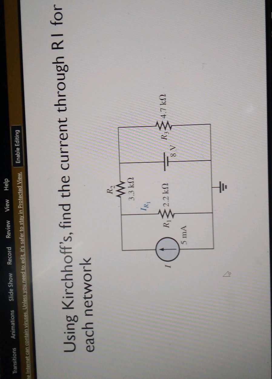 Using Kirchhoff's, find the current through | StudyX