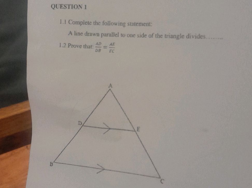 1.1 Complete the following statement: A | StudyX