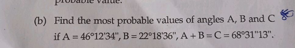 (b) Find the most probable values of angles | StudyX
