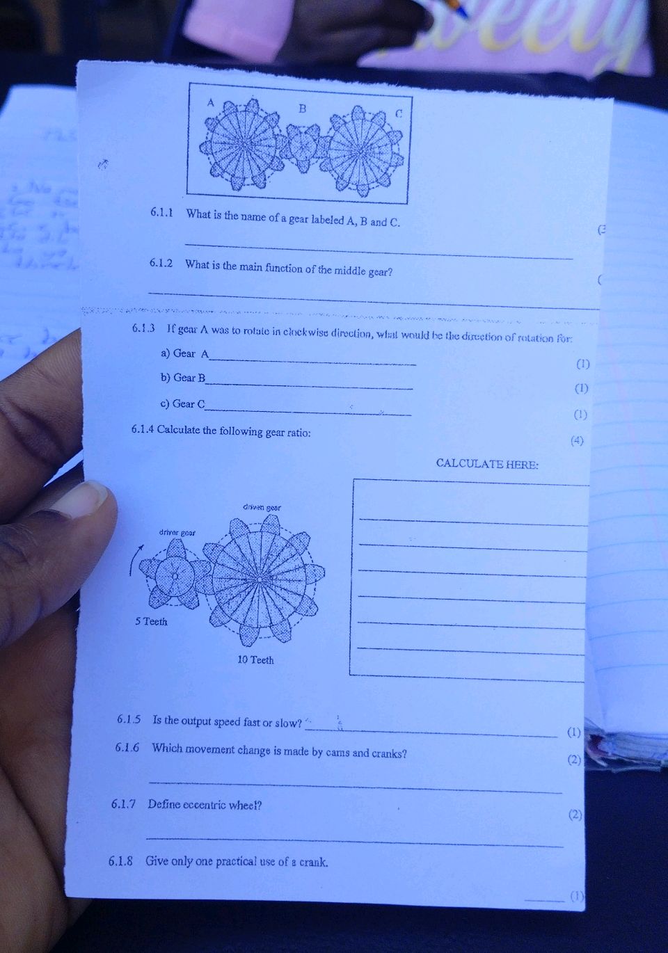 6.1.1 What is the name of a gear labeled A, | StudyX