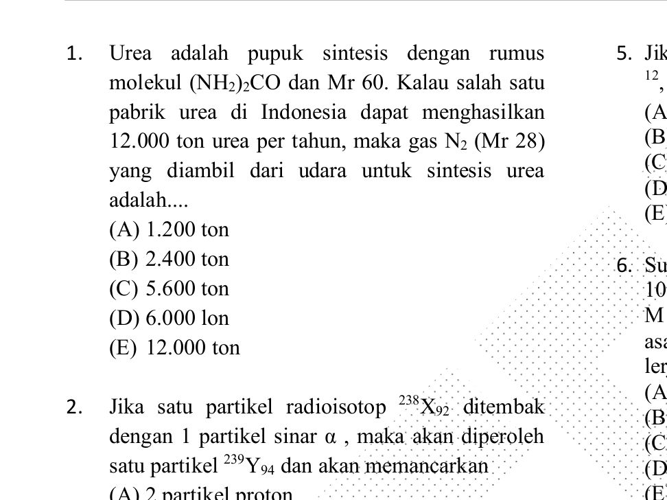 1. Urea adalah pupuk sintesis dengan rumus | StudyX