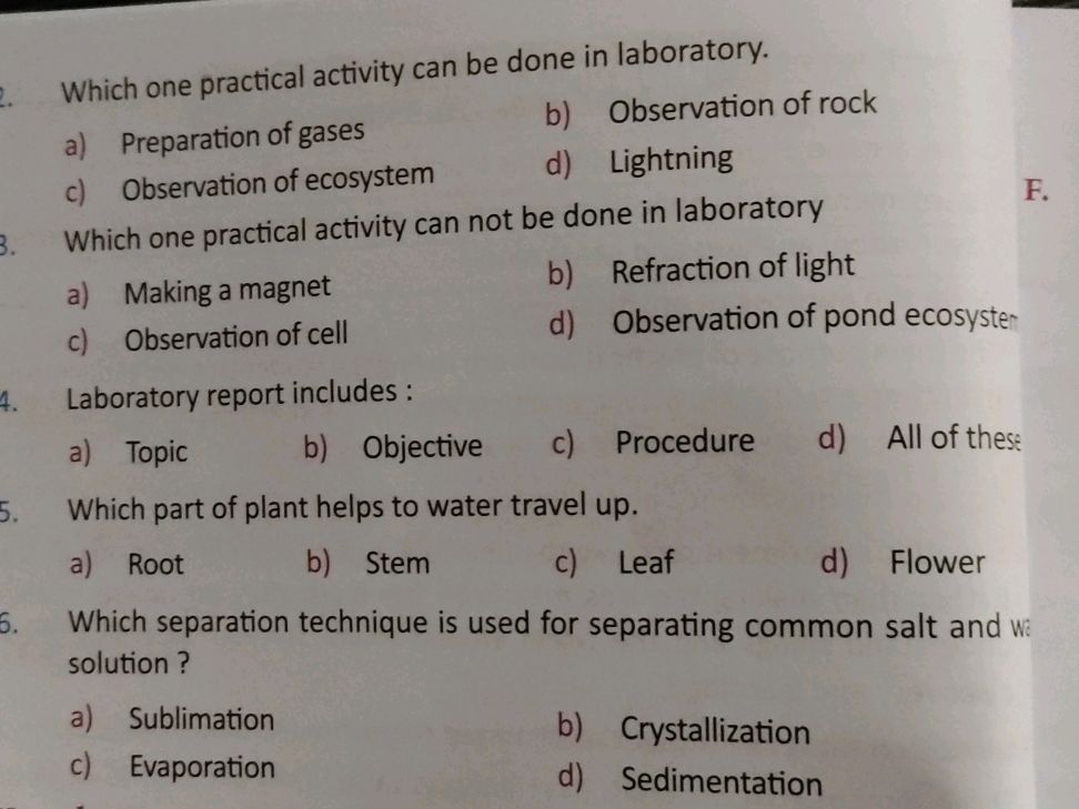 2. Which one practical activity can be done | StudyX