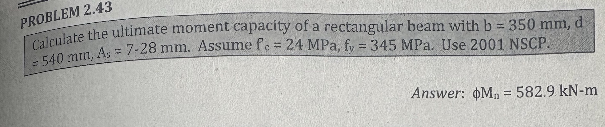 Calculate the ultimate moment capacity of a | StudyX