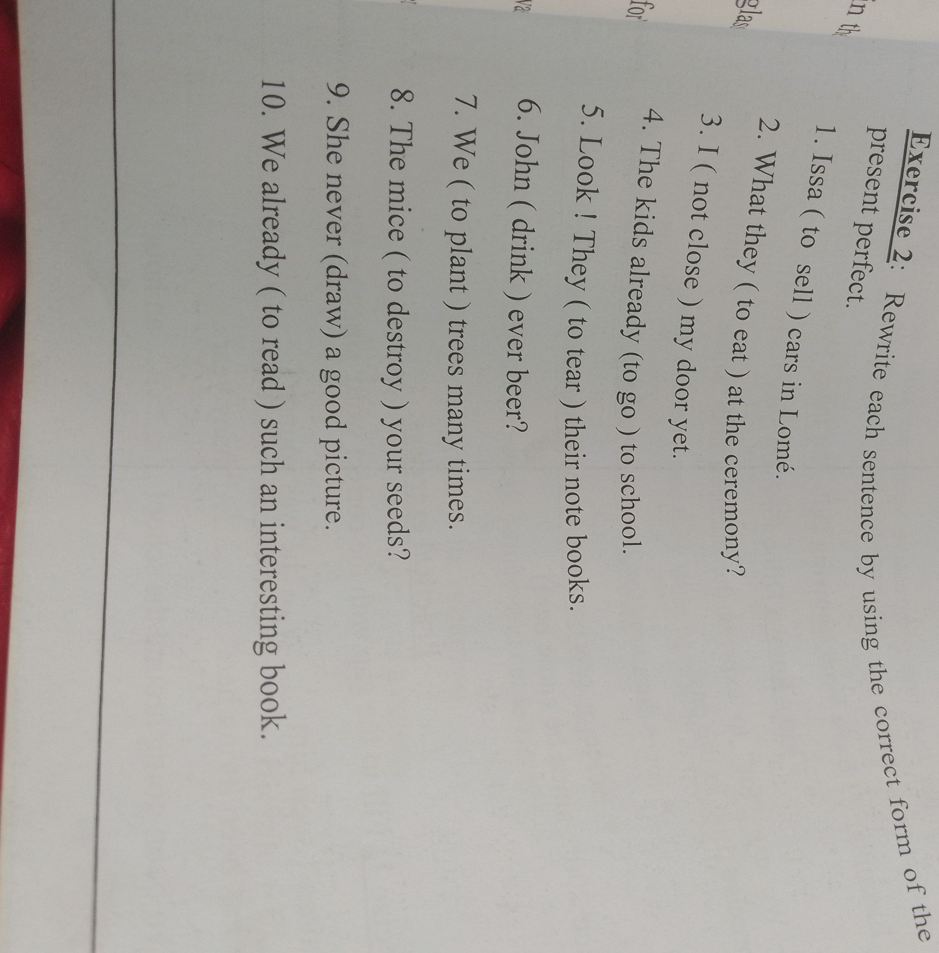 Exercise 2: Rewrite each sentence by using | StudyX