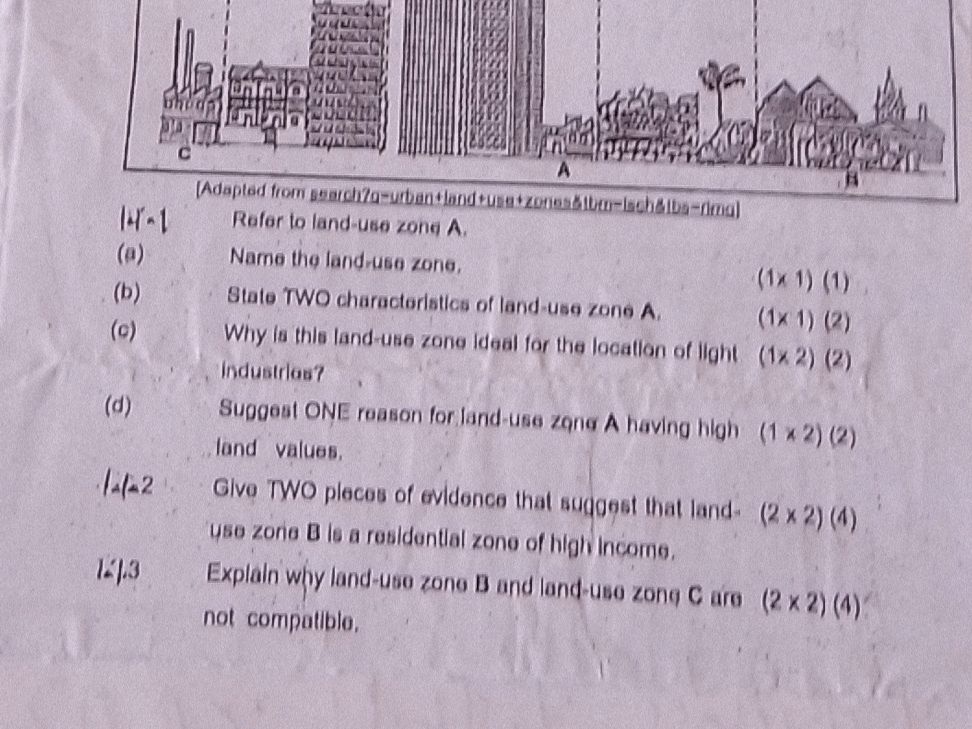14-1 Refer to land-use zone A. (a) Name the | StudyX