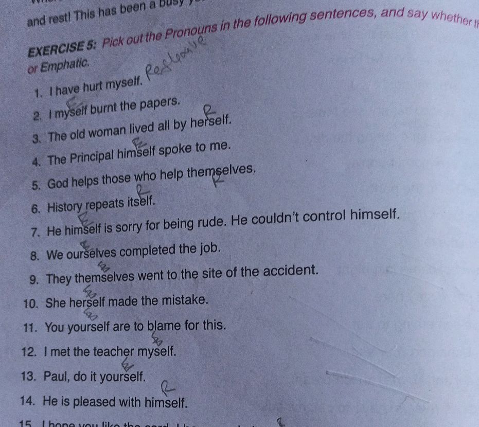 EXERCISE 5: Pick out the Pronouns in the | StudyX