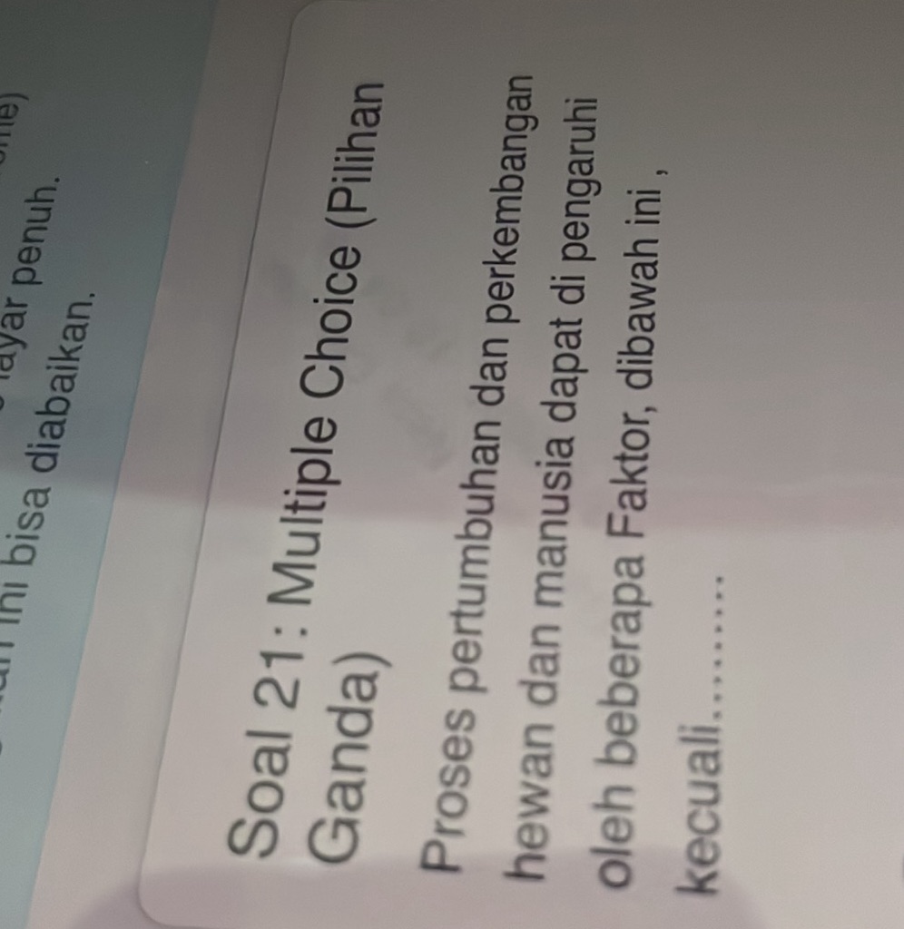 Soal 21: Multiple Choice (Pilihan Ganda) | StudyX